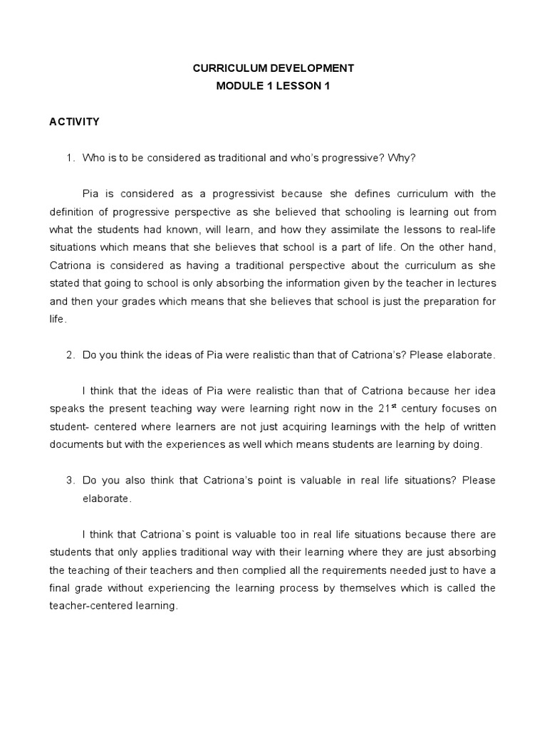 Curriculum Development Module 1 Lesson 1 | PDF | Curriculum | Teachers