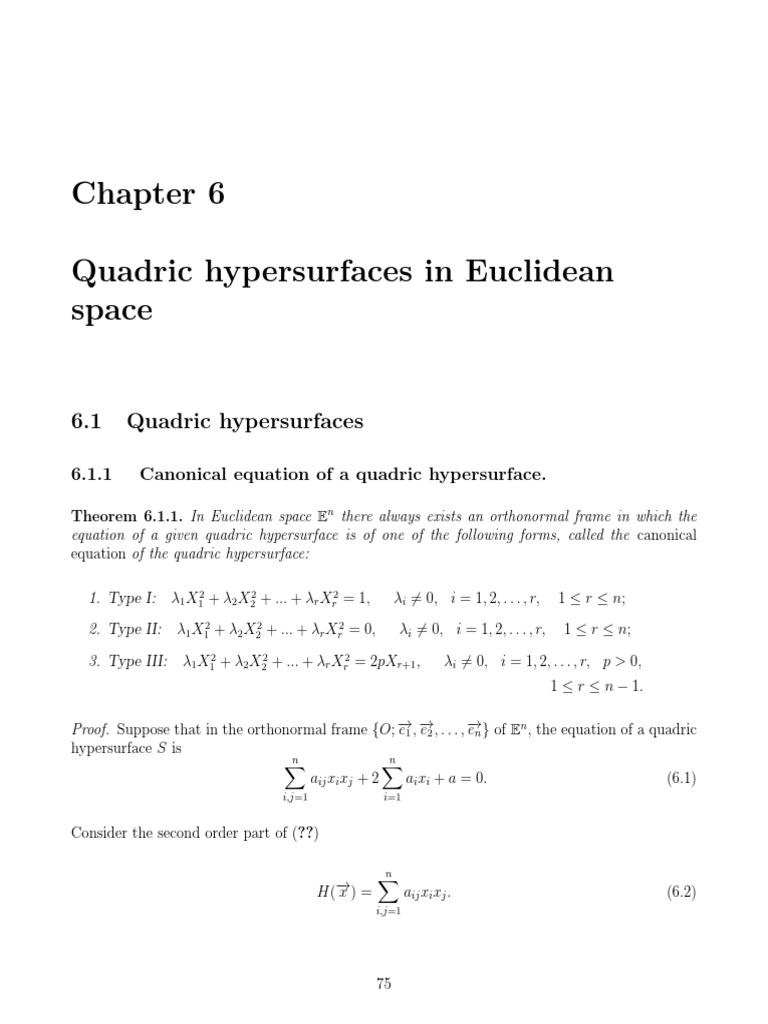 Quadric Hypersurfaces in Euclidean Space | PDF | Eigenvalues And Eigenvectors | Mathematics