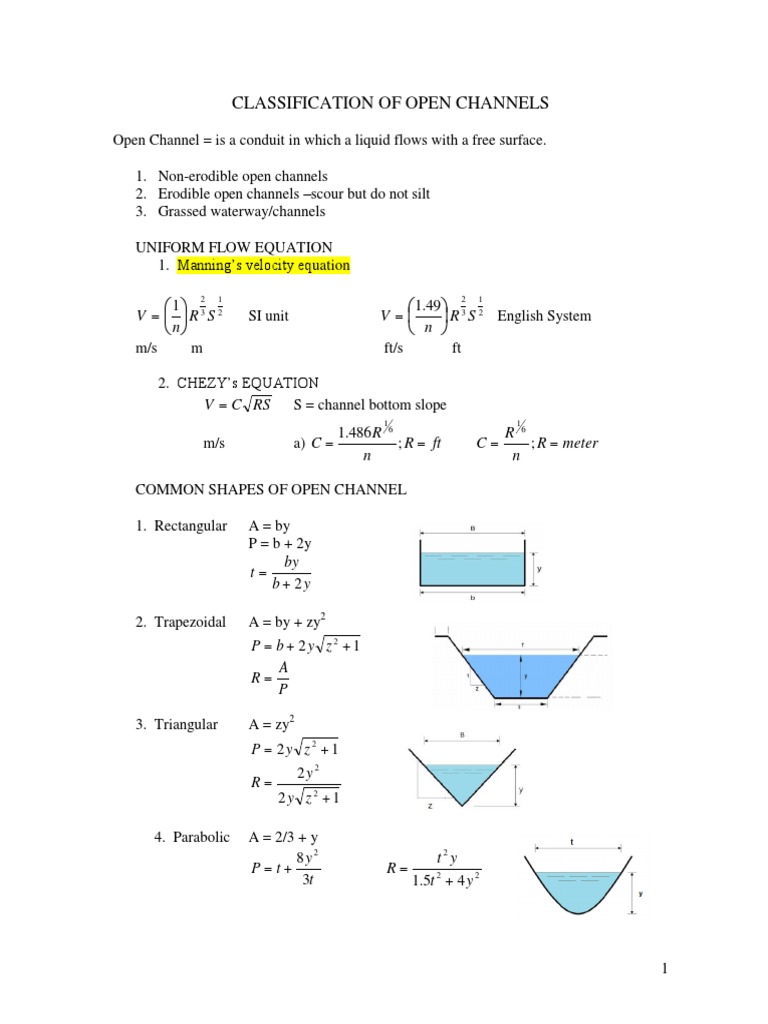 Classification of Open Channels: S R N V S R N V | PDF | Hydrology ...