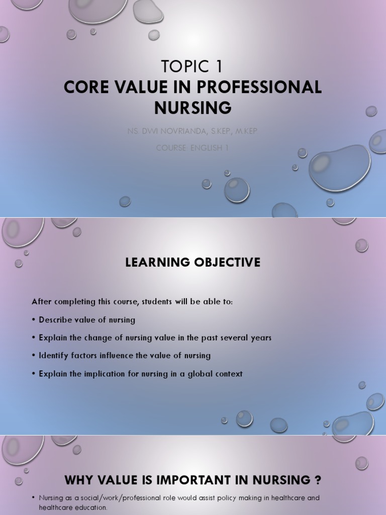 Core Values in Professional Nursing | PDF | Value (Ethics) | Nursing