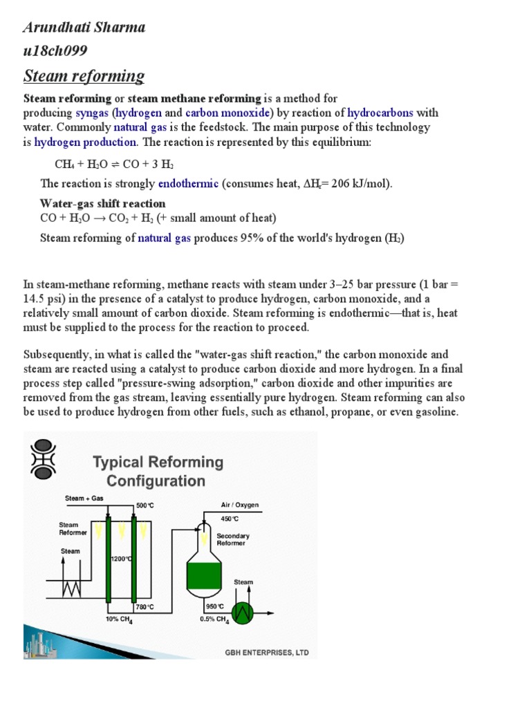 Steam Reforming Project Report | PDF | Hydrogen | Nature