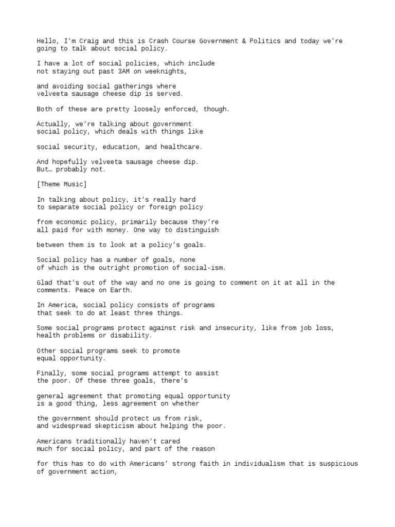 (English) Social Policy - Crash Course Government and Politics #49 ...