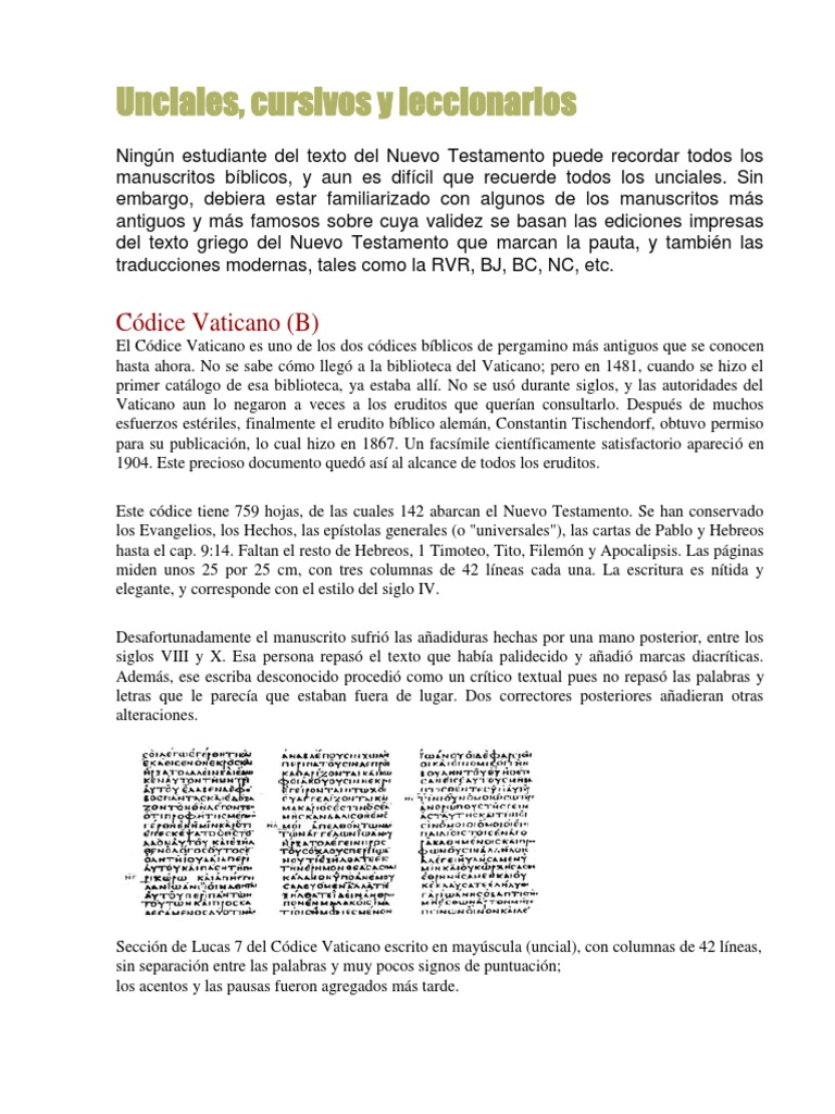 Unciales | PDF | Nuevo Testamento | Biblia