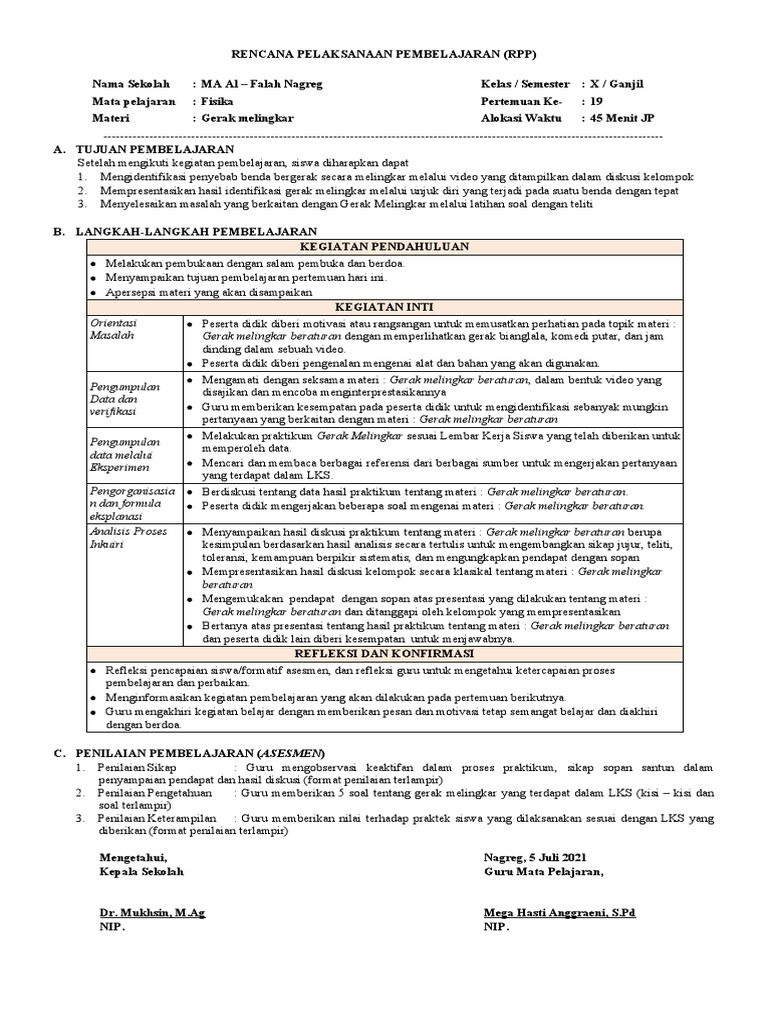 Master RPP Model Inquiry Learning | PDF