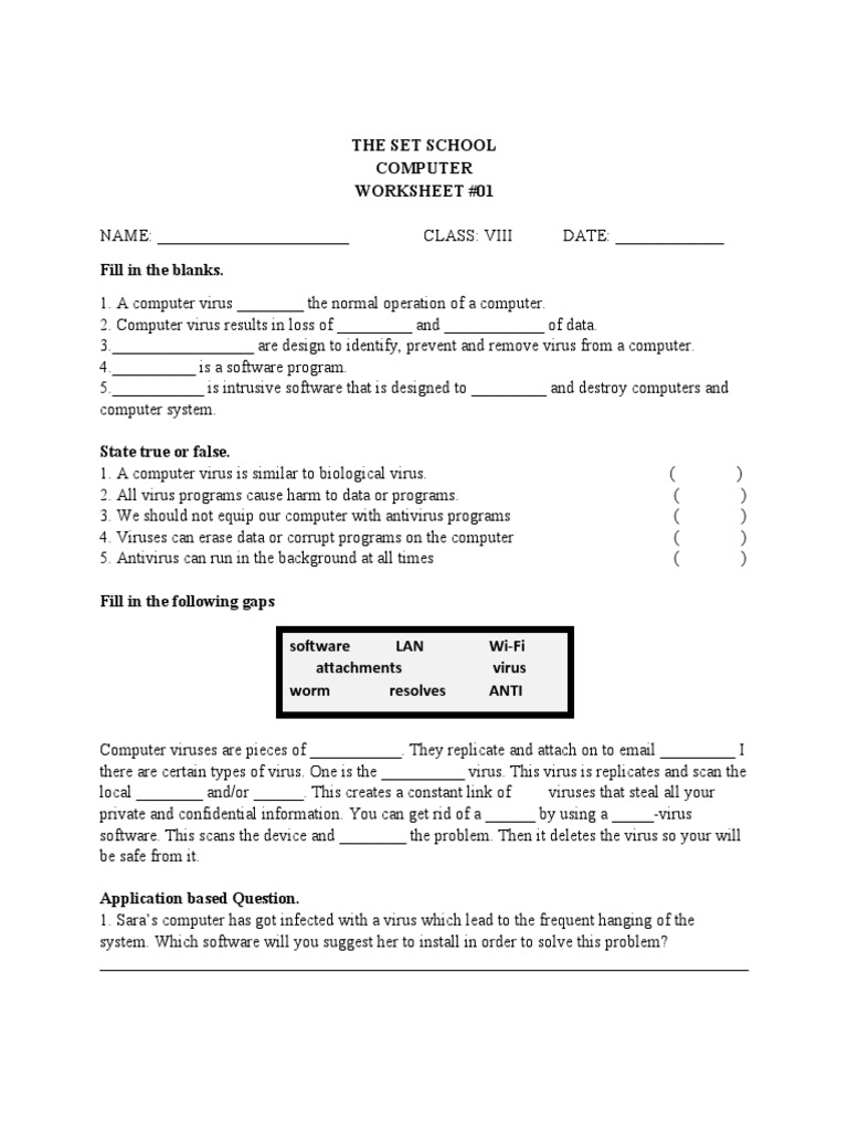 Computer Worksheet | PDF | Computer Virus | Malware