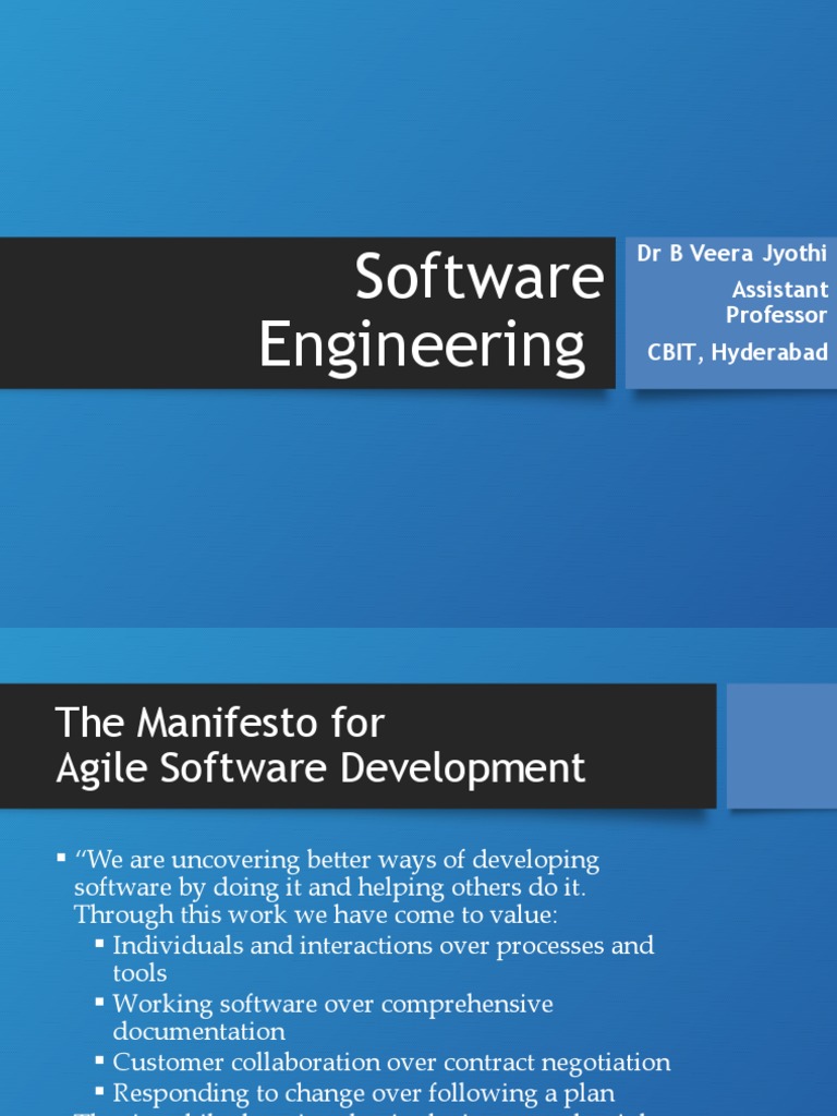 Software Engineering: DR B Veera Jyothi Assistant Professor CBIT, Hyderabad | PDF | Agile ...