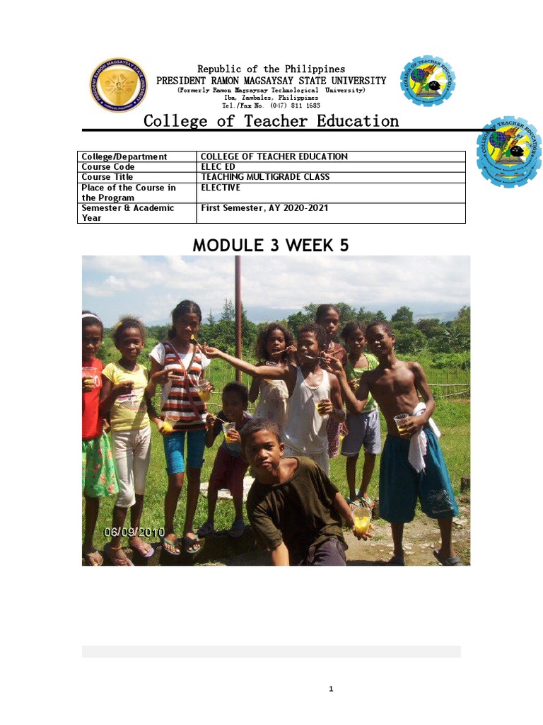 College of Teacher Education: Module 3 Week 5 | PDF | Teachers | Schools
