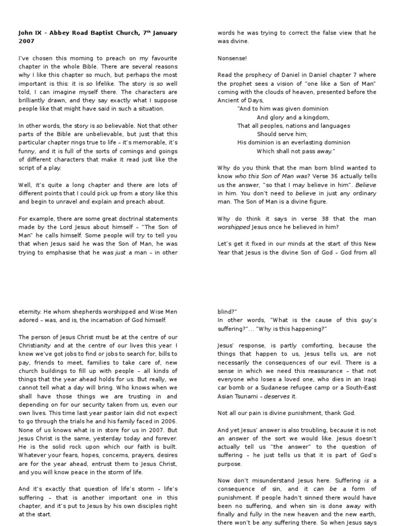 John 9 | PDF | Suffering | Jesus