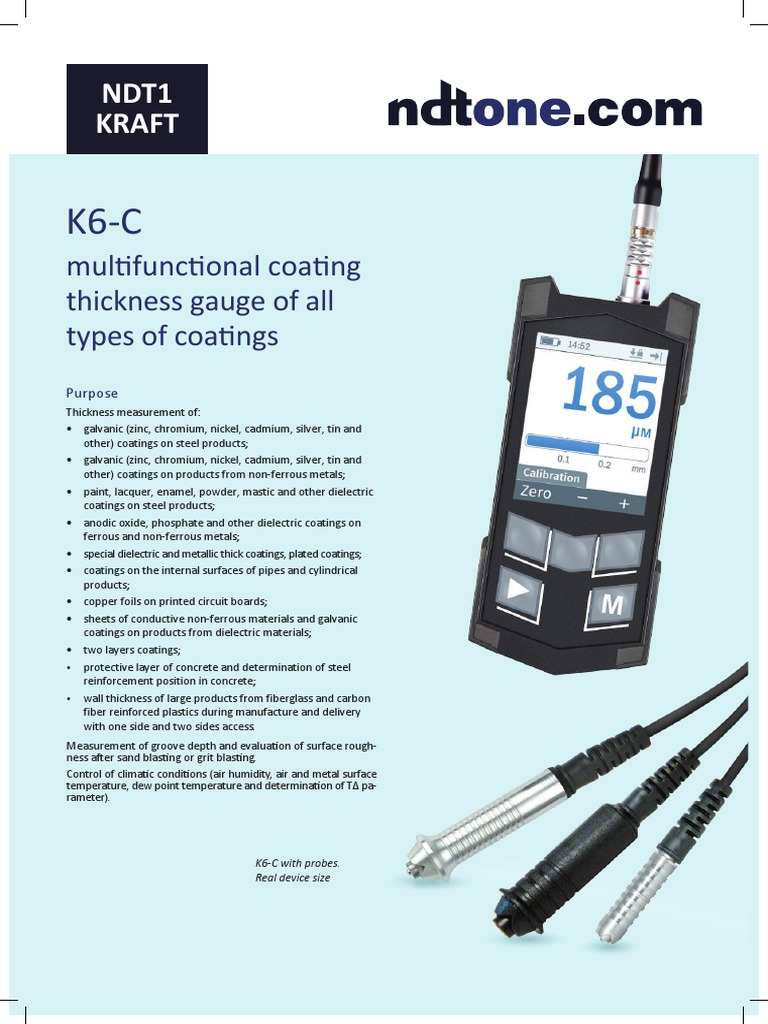 MULTIFUNCTION COATING THICKNESS GAUGE K6-C For Nickle & Zinc | PDF ...