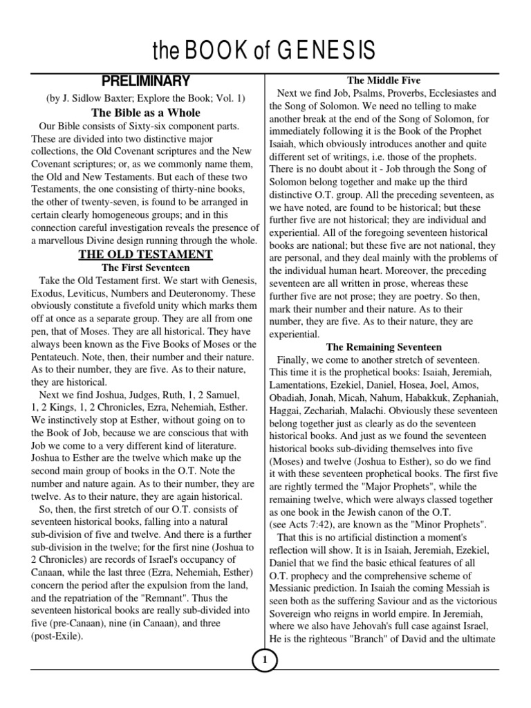 The Book of Genesis: Preliminary | PDF | Religion & Spirituality