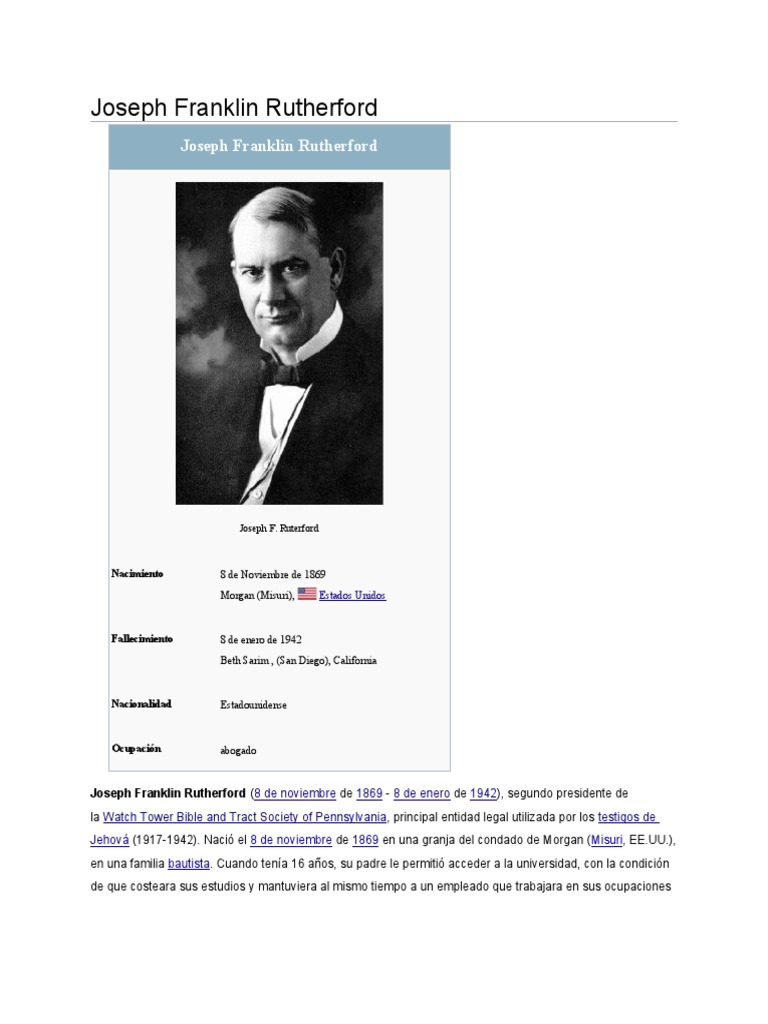 Joseph Franklin Rutherford | PDF | Movimiento estudiantil bíblico ...