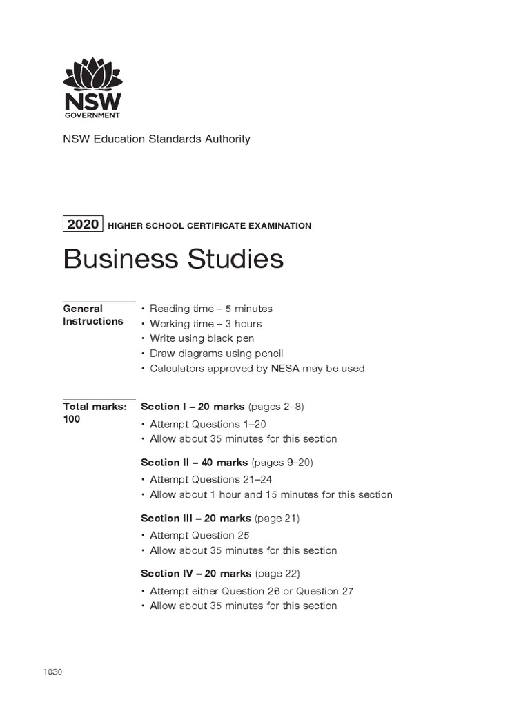 Business Studies: NSW Education Standards Authority | PDF | Employment ...