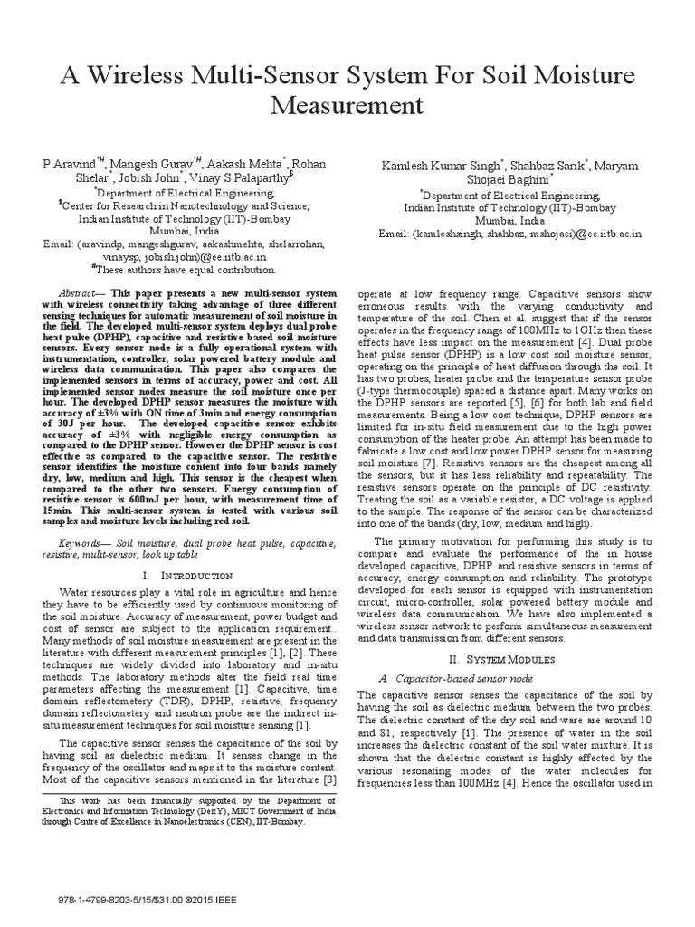A Wireless Multi-Sensor System For Soil Moisture Measurement | PDF ...