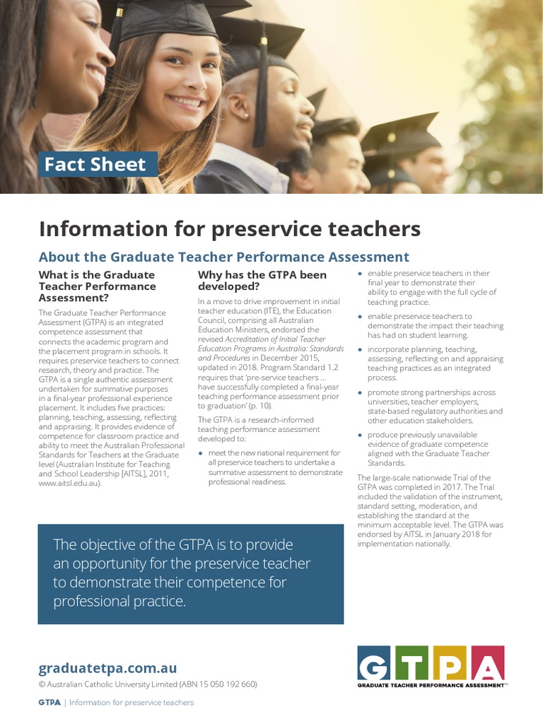 GTPA Fact Sheet | PDF | Teachers | Educational Assessment