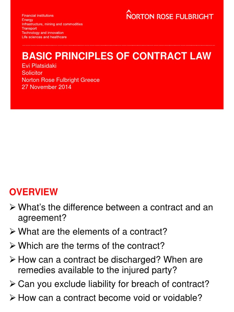 Basic Principles of Contract | PDF | Breach Of Contract | Rules