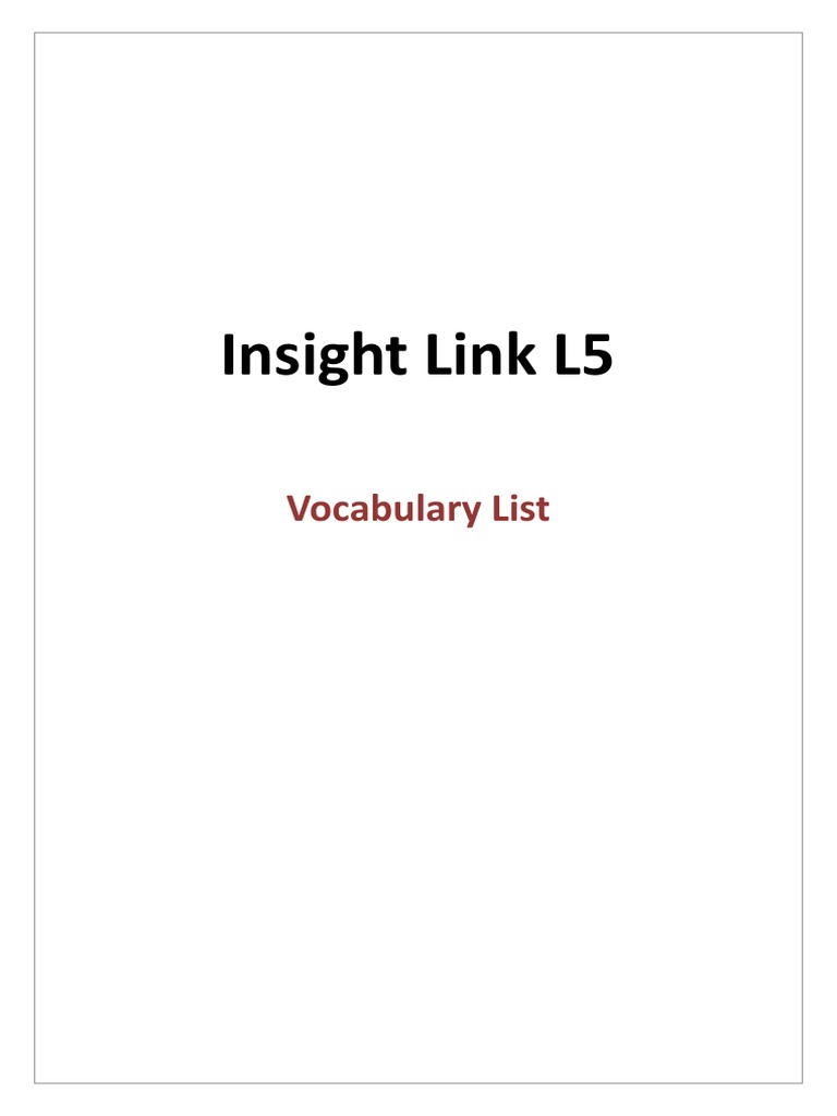 Insight Link L5 - Vocabulary List | PDF