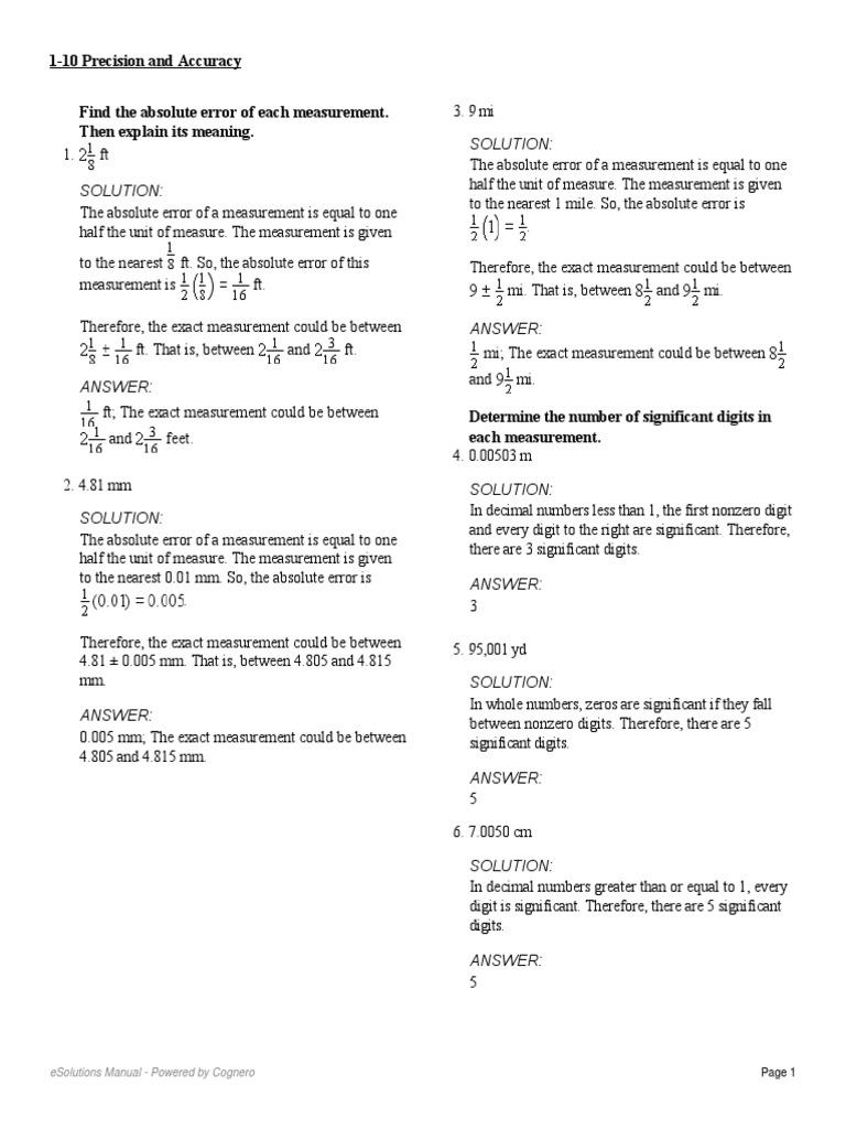 1 10 Precision and Accuracy | PDF | Significant Figures | Accuracy And ...