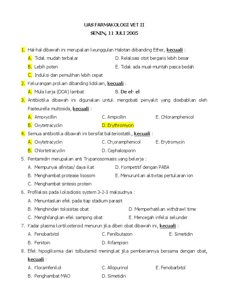 Uas Farmako Vet Ii | PDF