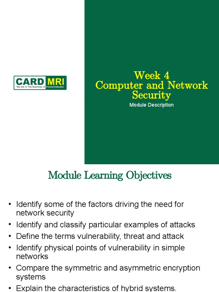 Week 4 Computer and Network Security: Module Description | PDF ...
