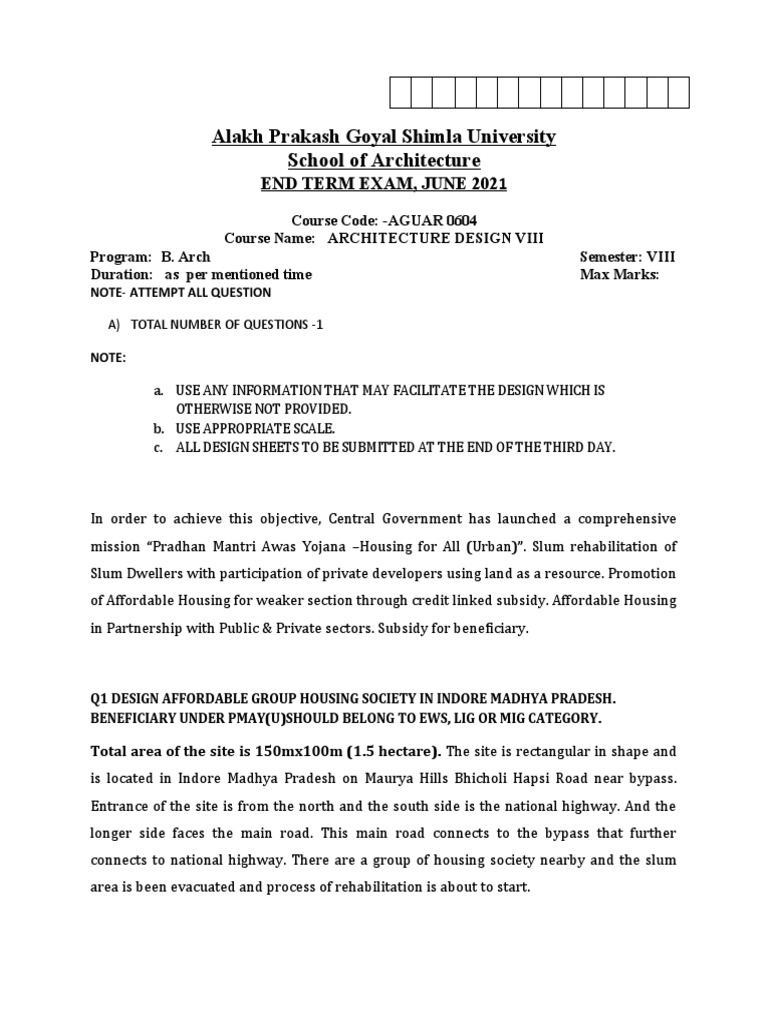 ARCHABArch17997kArckAP - END TERM DESIGN EXAM - On - Architecture ...