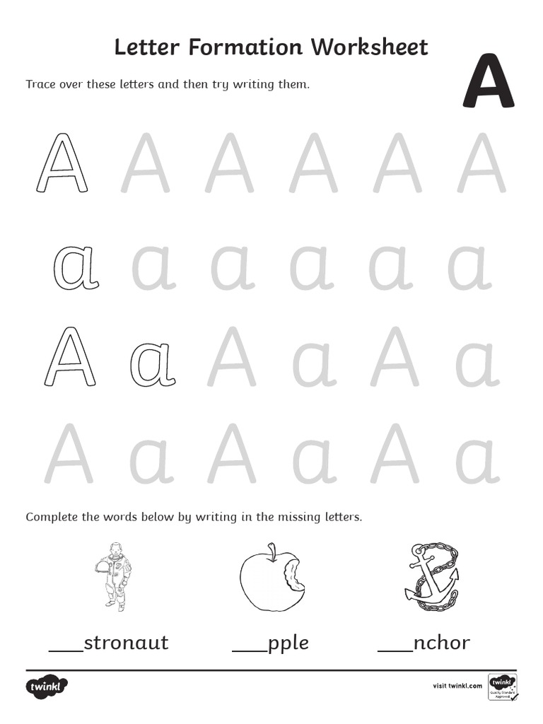 Aaaaa Aaaaa Aaaa Aaaaaa: Letter Formation Worksheet | PDF