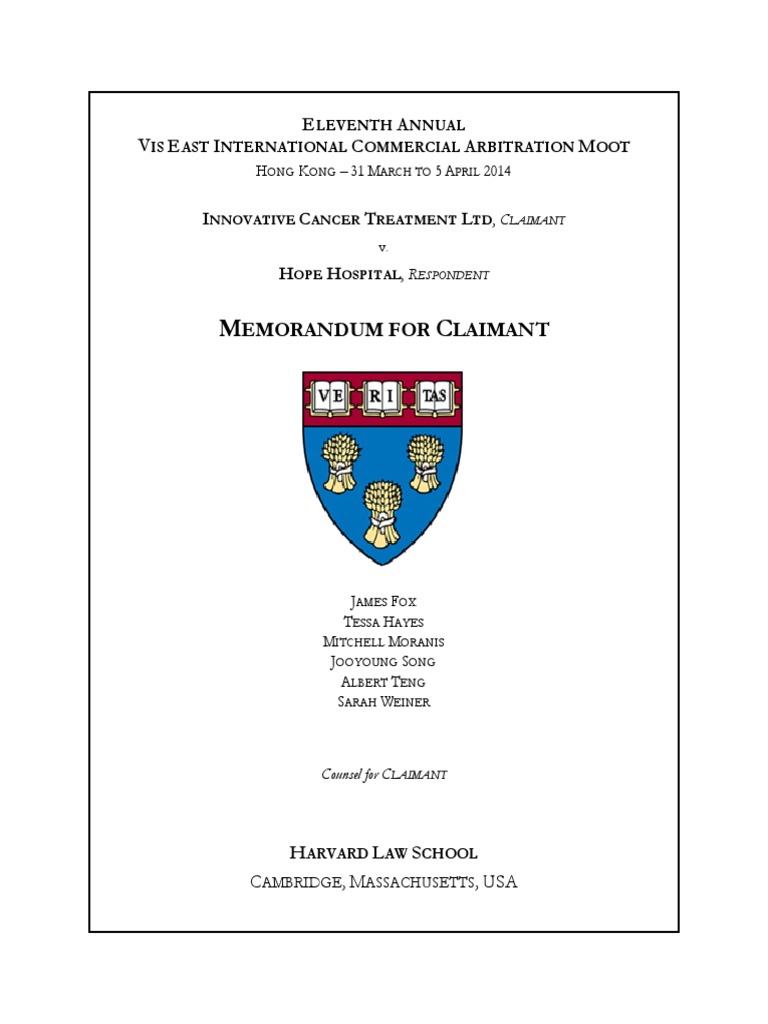 Harvard Law School Claimant Memoranda | PDF | Arbitration | Supreme Courts