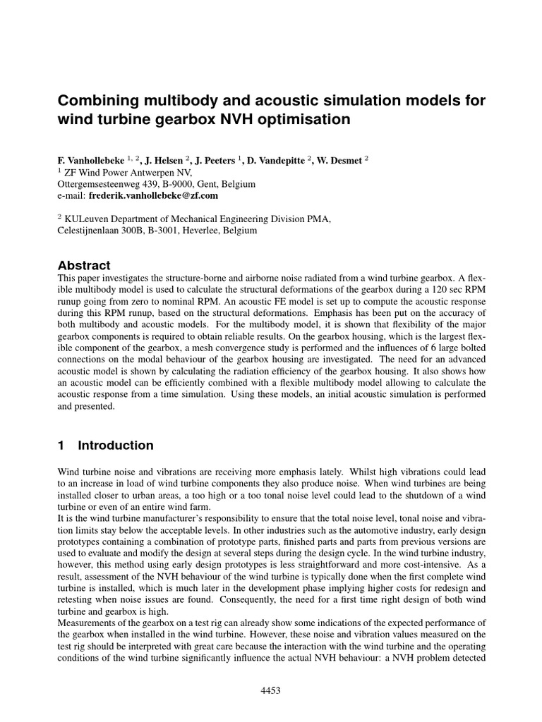 Combining Multibody and Acoustic Simulation Models For Wind Turbine ...