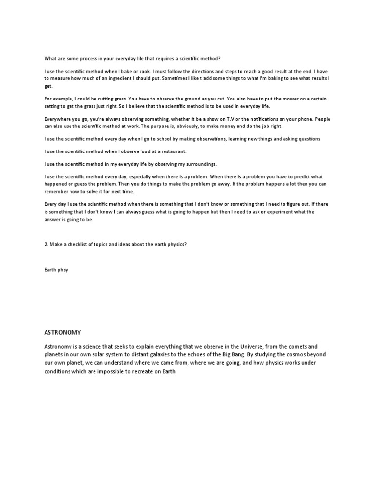 Scientific Method in Daily Life Examples | PDF | Scientific Method ...