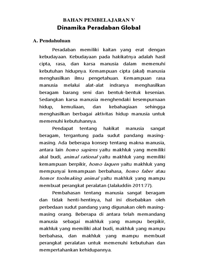 Dinamika Peradaban Global dan Manusia | PDF