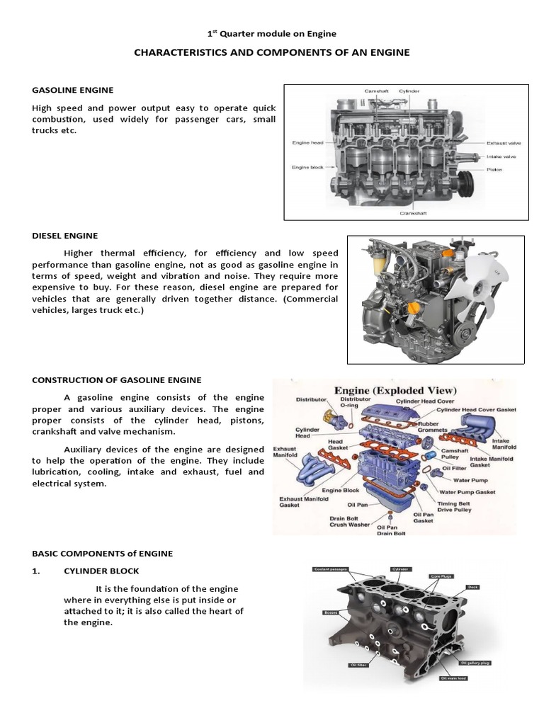 Engine Components and Characteristics | PDF | Engines | Piston