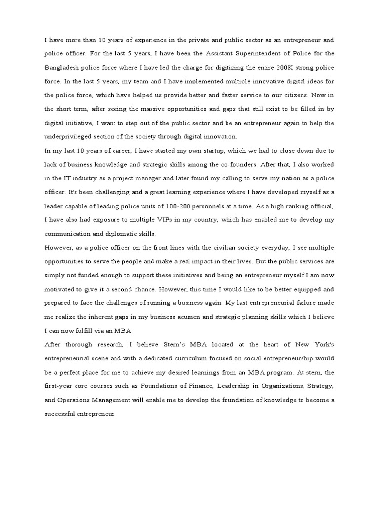 Essay 1 Professional Aspirations | PDF | Entrepreneurship | Economies