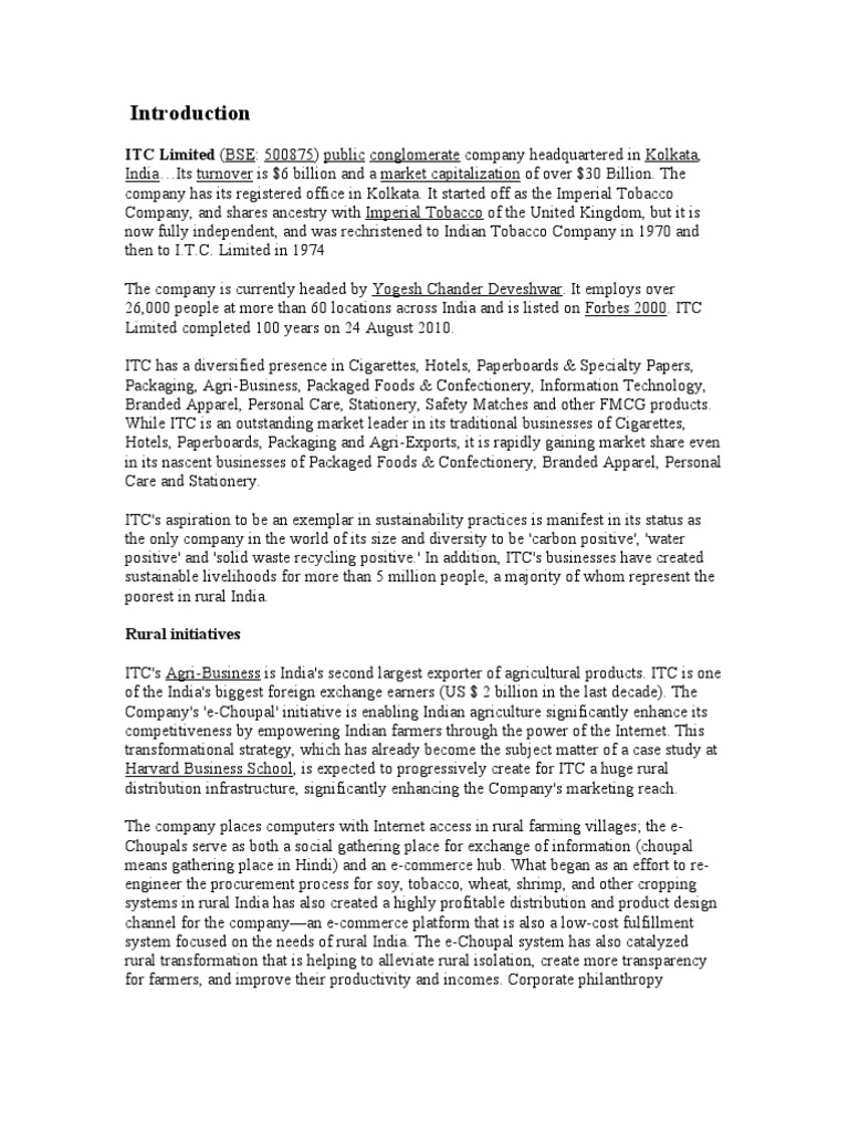 Introduction To Itc | PDF | Economies | Business