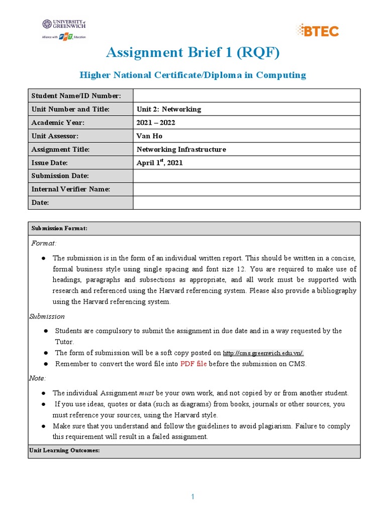 Networking Infrastructure Report Guidelines | PDF | Computer Network ...
