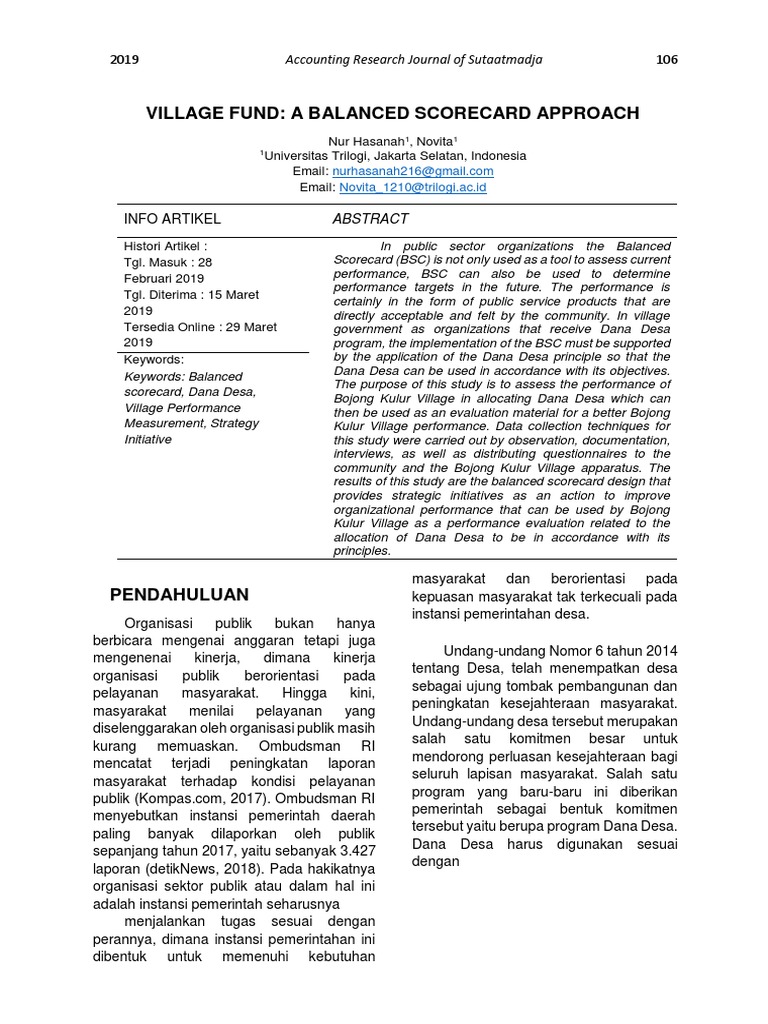 Village Fund A Balanced Scorecard Approa 31c6feca | PDF | Evaluation ...
