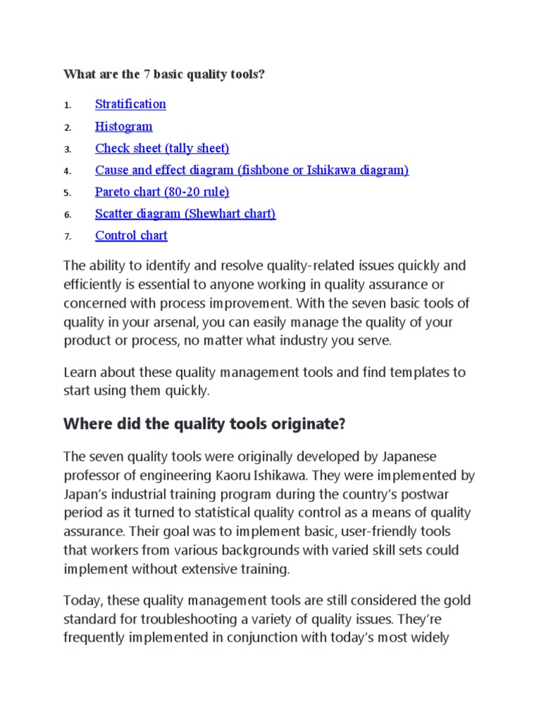 Seven Essential Quality Tools Explained | PDF | Quality Assurance | Data