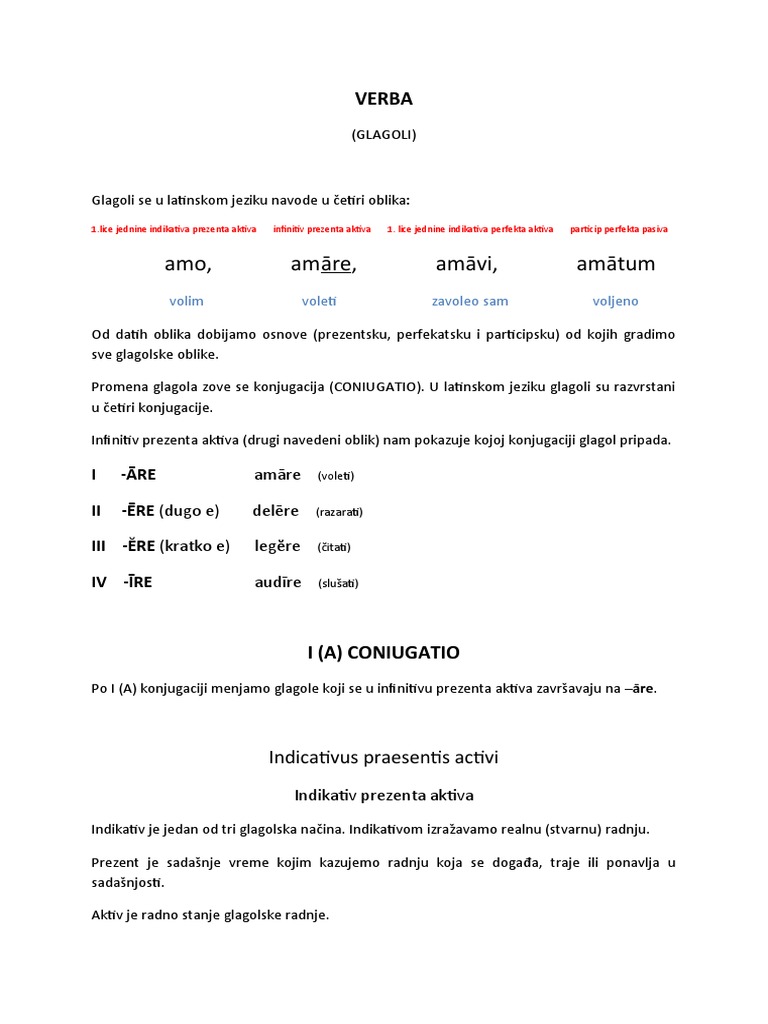 Verba - I (A) Coniugatio Sum, Esse, Fui | PDF
