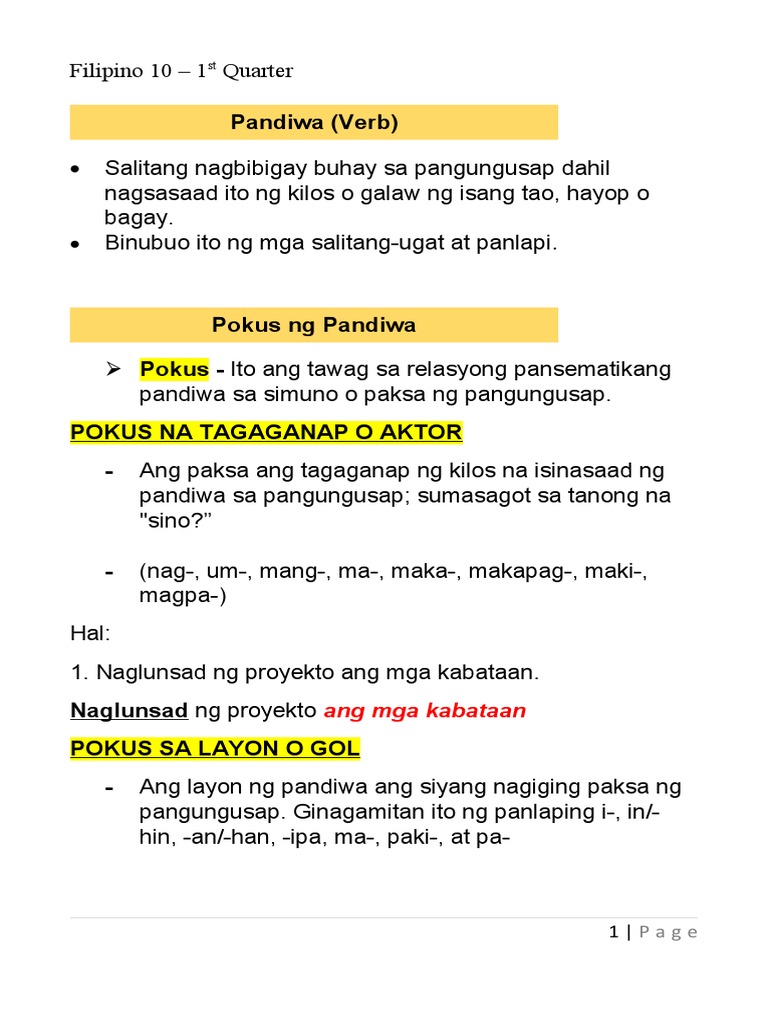 Pokus NG Pandiwa | PDF