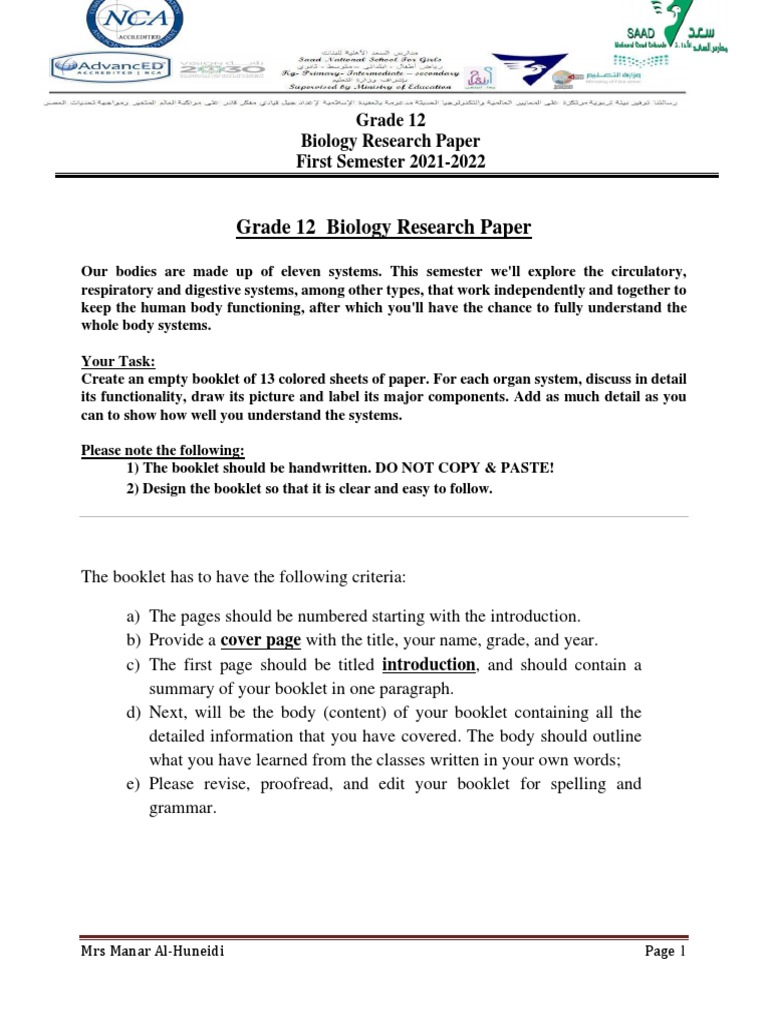 Research Letter and Rubric Grade 12 | PDF | Thesis | Science