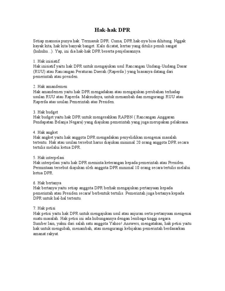 Hak-Hak DPR | PDF