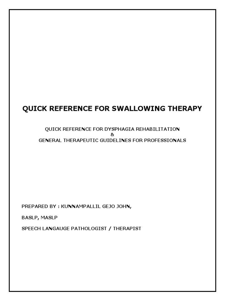 Swallowing Therapy Techniques Guide | PDF | Larynx | Breathing