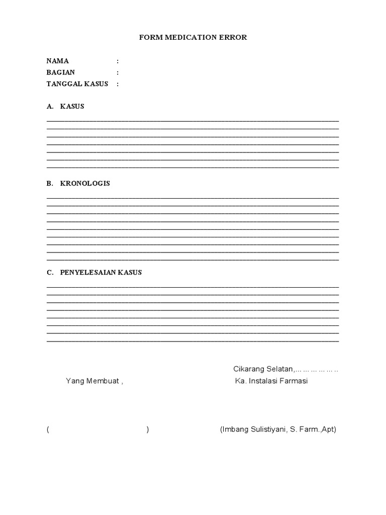 Medication Error Report Form | PDF