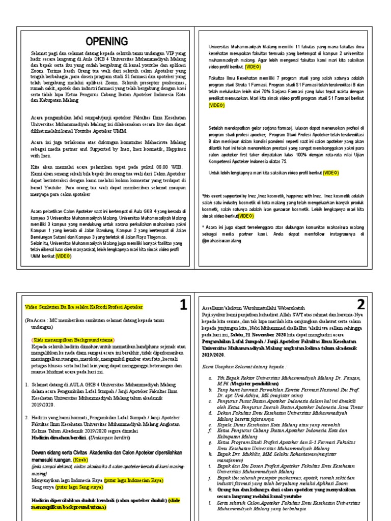 Protokol MC Sumpah Apt 5 | PDF