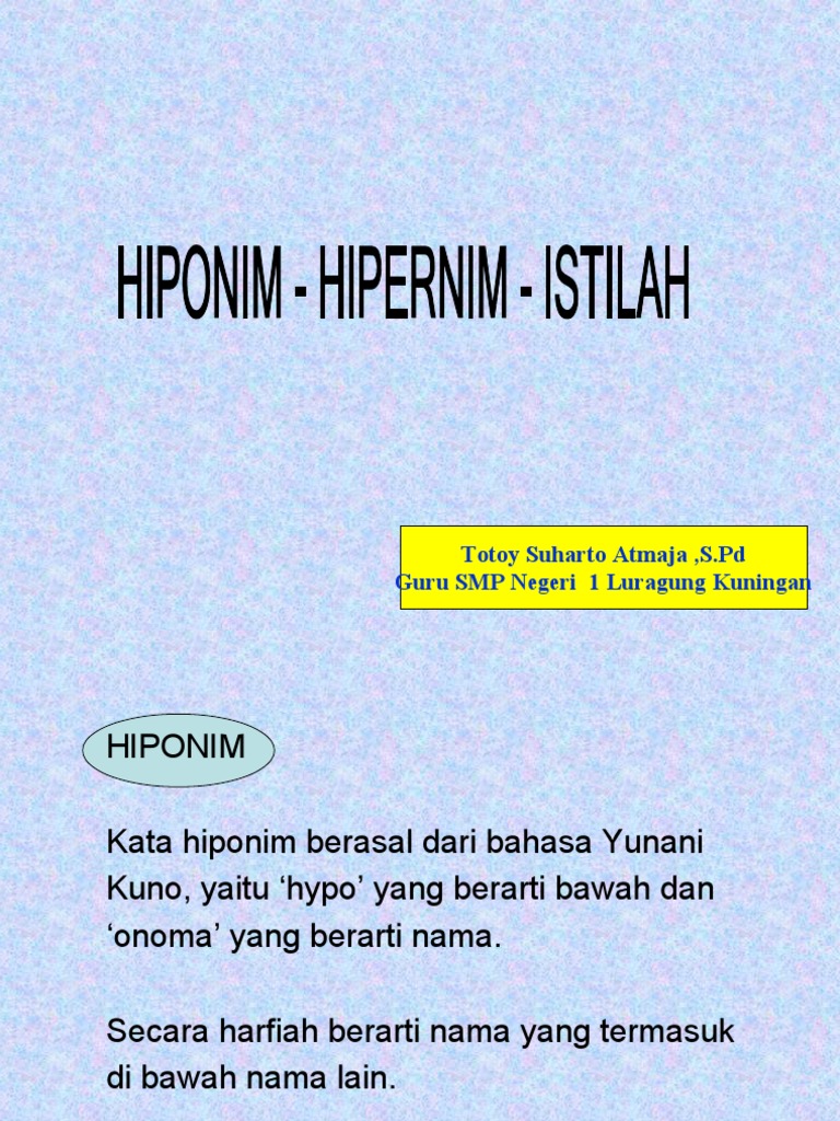 Memahami Hiponim dan Istilah Khusus | PDF