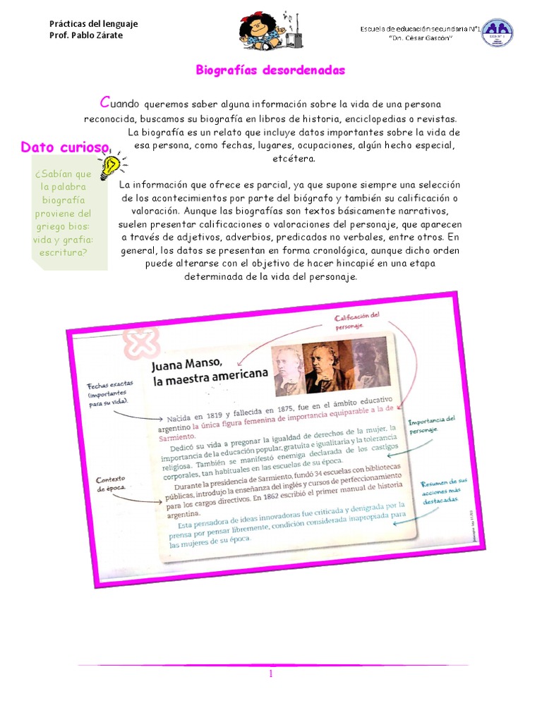 1 Actividad Armar Biografías | PDF | Diego Maradona | Adverbio