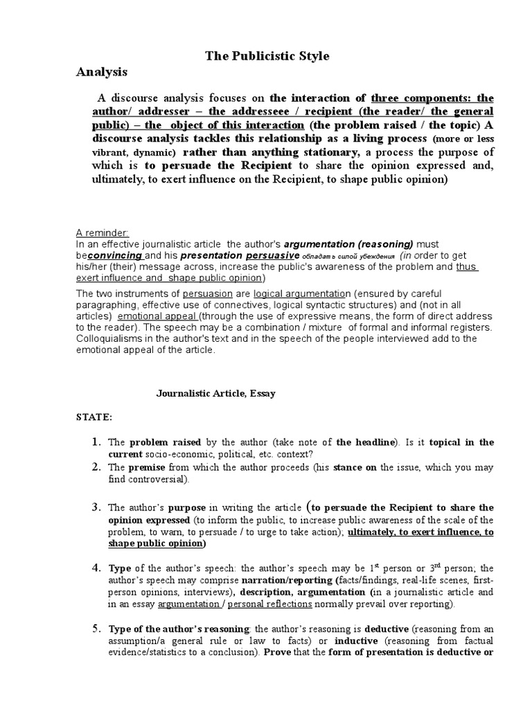 The Publicistic Style МАГ | PDF | Argumentation Theory | Persuasion