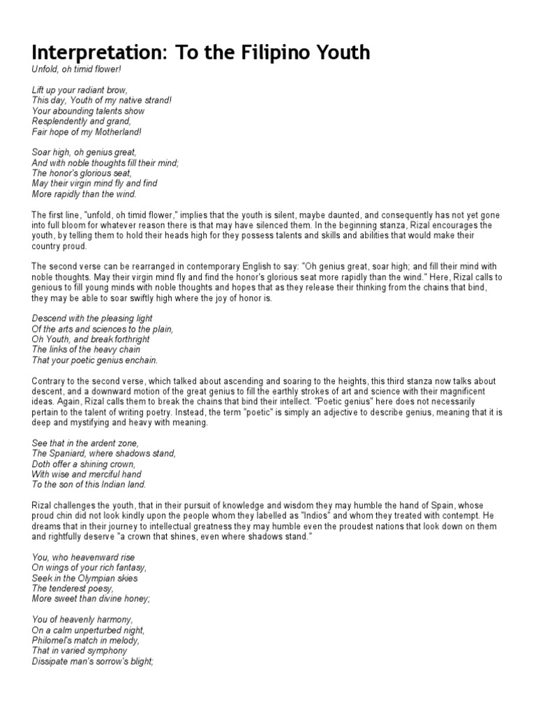 Grow, O Timid Flower: An Analysis of Jose Rizal's Poem to the Filipino ...