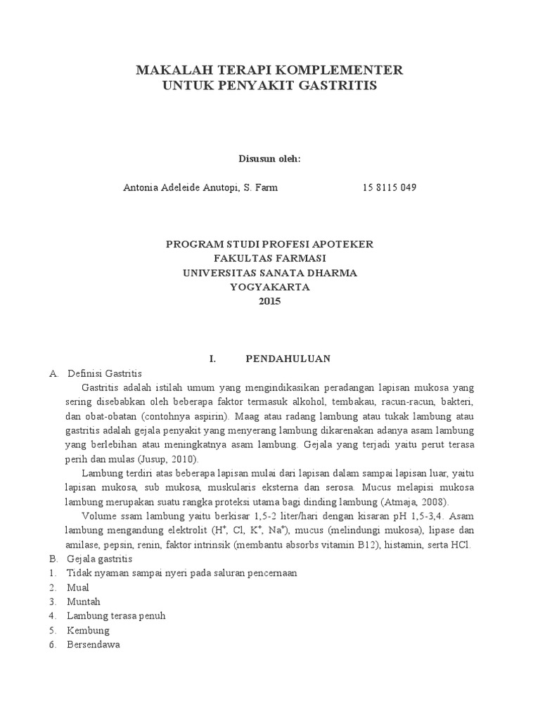 Terapi Komplementer Pada Gastritis | PDF | Teknologi & Rekayasa