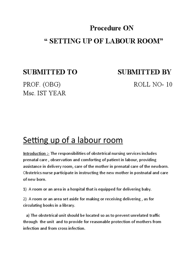 Procedure On Setting of Labor Room | PDF | Childbirth | Obstetrics