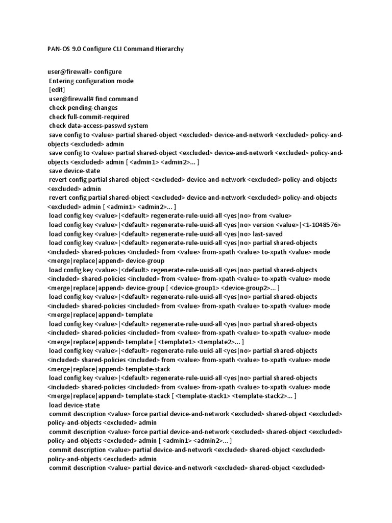 PAN Command Line Hierarchy | PDF | Command Line Interface ...