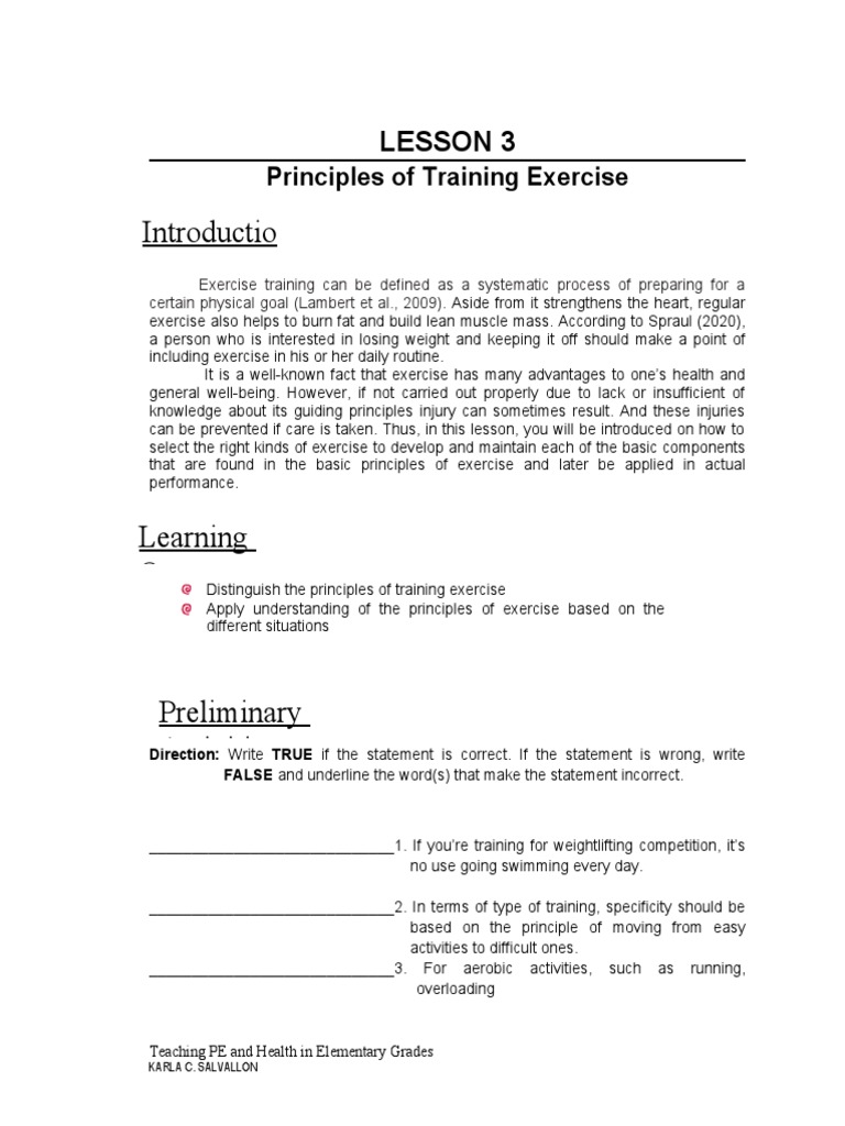 PHE Lesson 3 | PDF | Physical Fitness | Strength Training